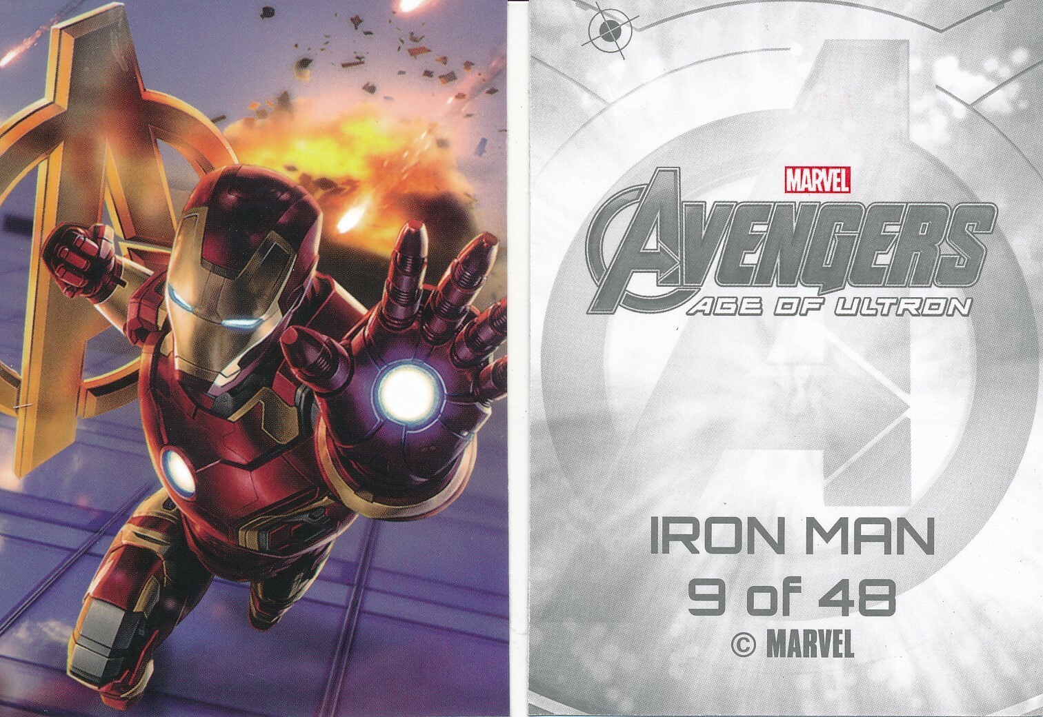 MARVEL AVENGERS AGE OF ULTRON DOG TAG SERIES SINGLE STICKER #9 IRON MAN ...