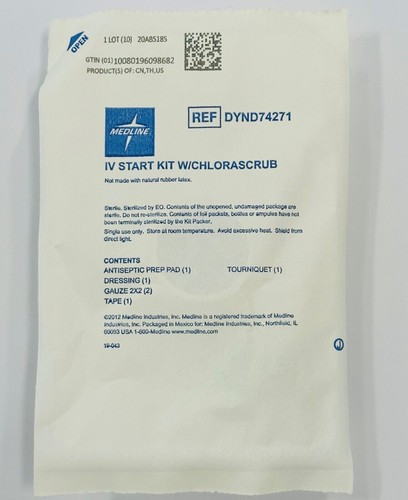 100-Packs Medline IV Start Kit With Chlorascrub Prevantics DYND74271 | eBay