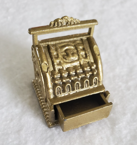 Miniature Cash Register w/open drawer Doll House Decor "Gold" Metal 1 5 ...