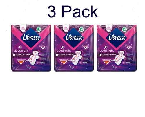 3x Sanitary night pads LIBRESSE ULTRA THIN GOODNIGHT EXTRA, 8 pcs | eBay