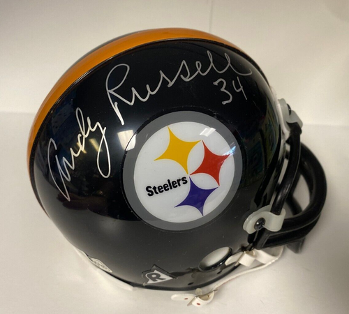 ANDY RUSSELL #34 PITTSBURGH STEELERS SIGNED AUTOGRAPHED MINI HELMET ...