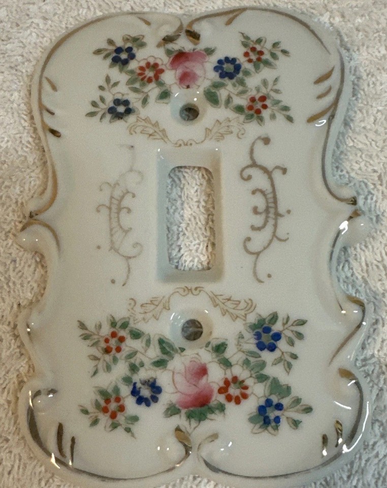 Vintage Japan Porcelain Light Switch Cover Plate Floral pattern | eBay