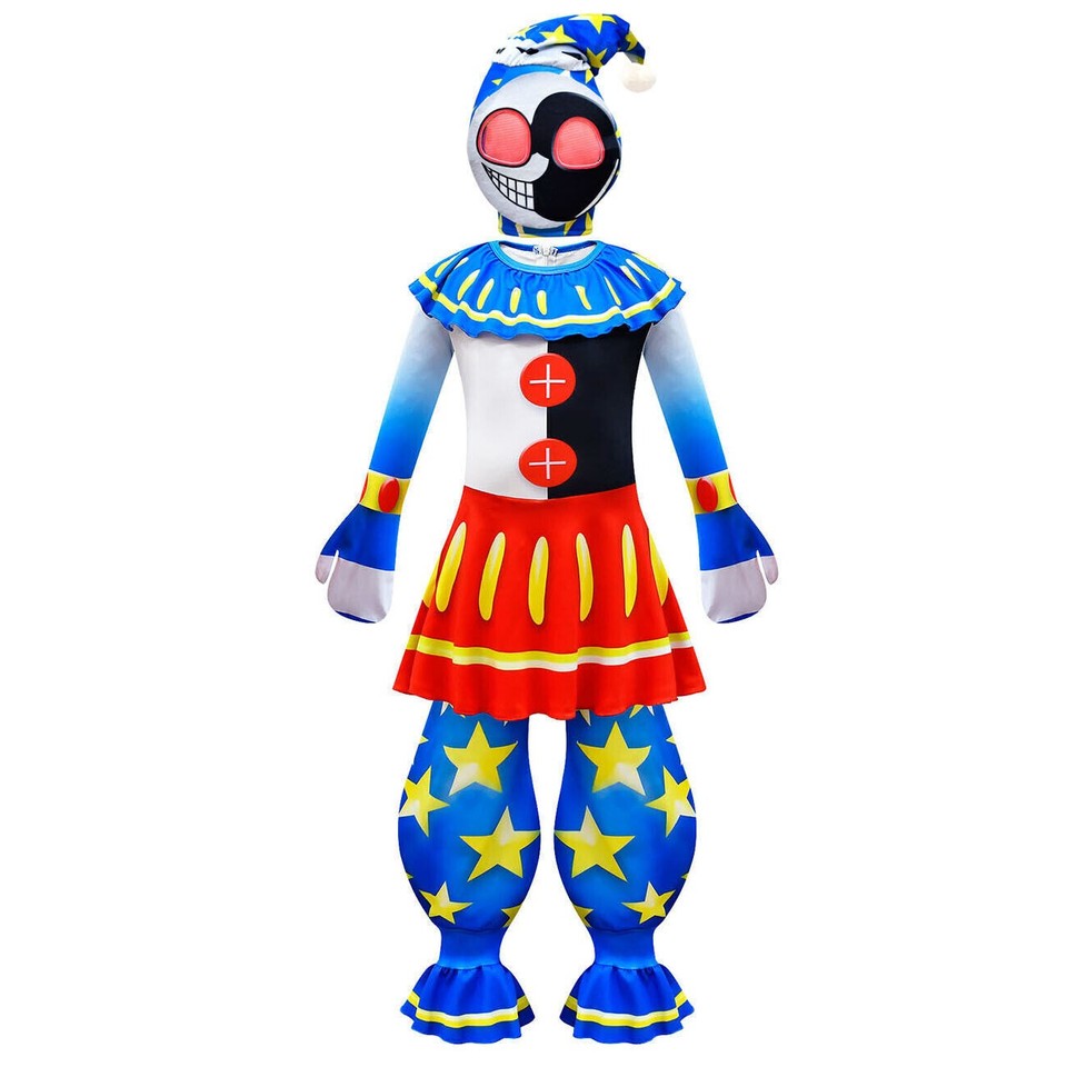 Kids Sun Moon Clown Freddy Cosplay Costume Jumpsuit Mask Halloween ...