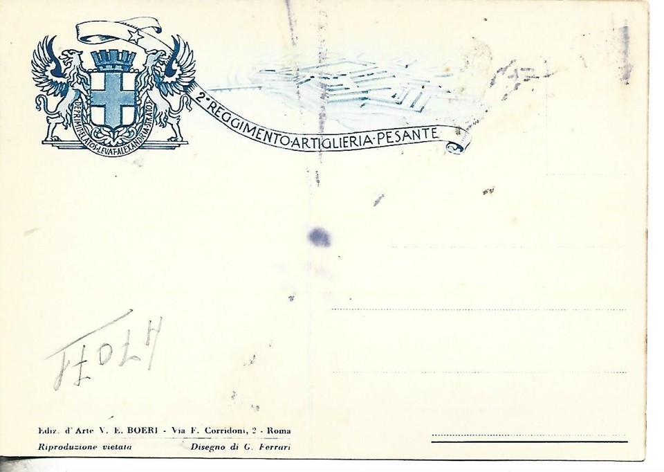 1940 ITALY FASCIST PROPAGANDA 2 HEAVY ARTILLERY REGIMENT SIGN FERRARI ...