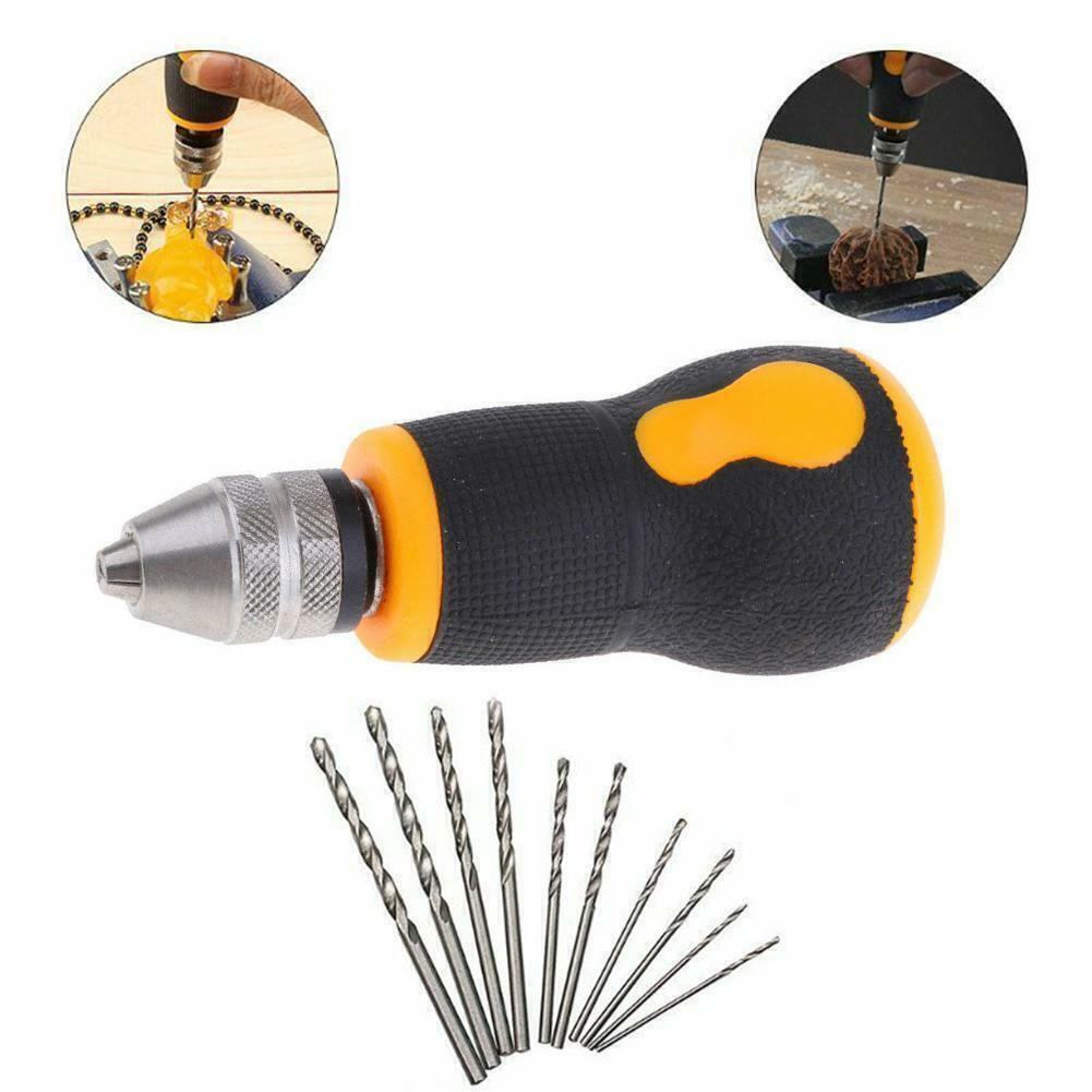 Micro Mini Portable Small Hand Drill + 10pcs Drill Tool 08-30mm, Bit ...