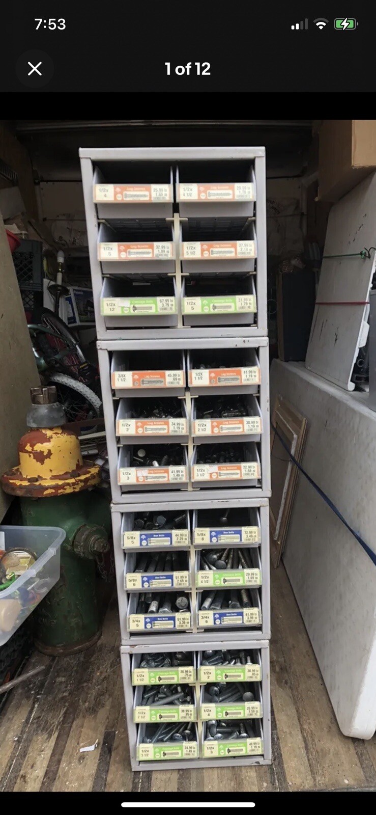 4 hillman hardware Storage cabinet Bins with hardware Please Read ...