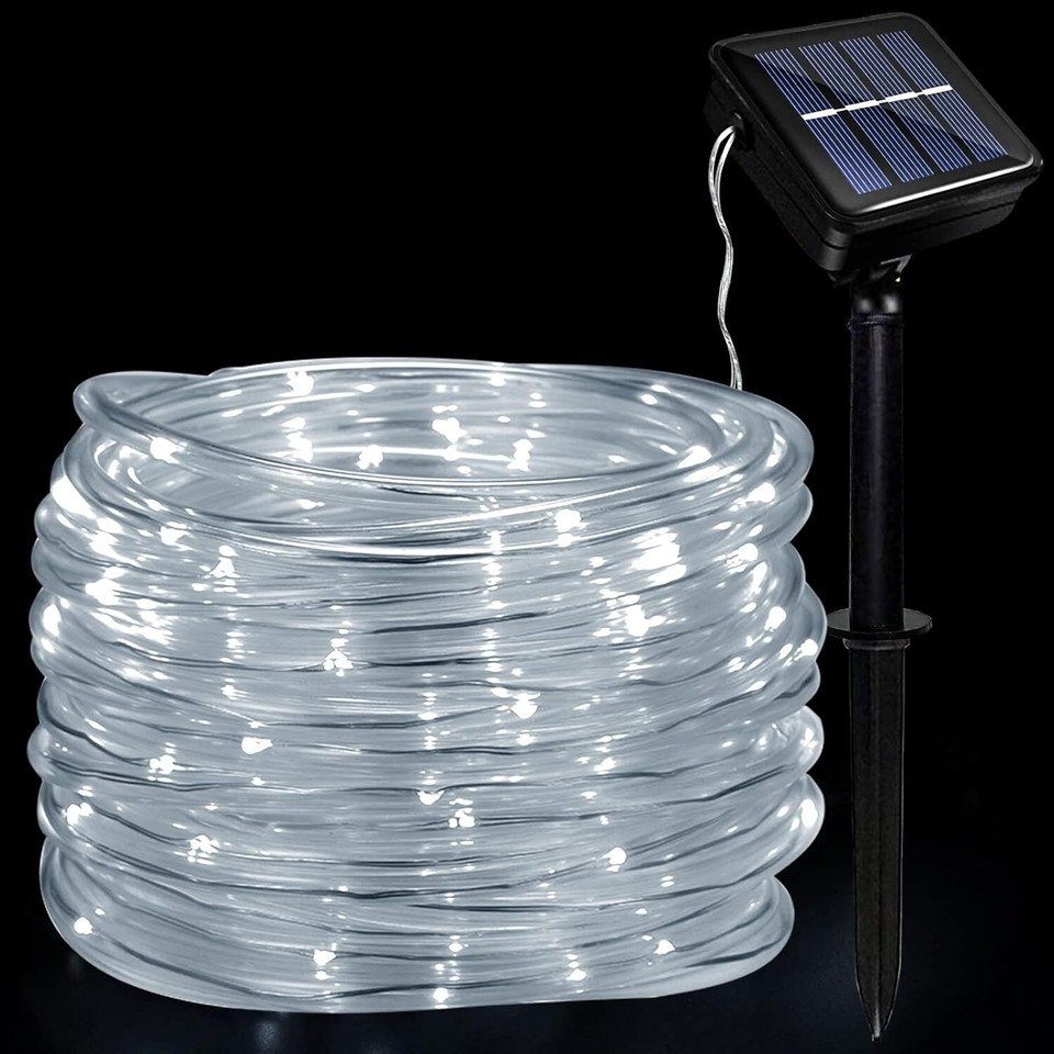 39FT 100 LED Solar Rope Tube Lights Waterproof String Light Outdoor ...