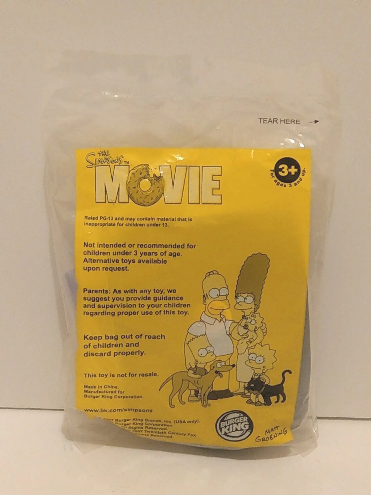 THE SIMPSONS MOVIE BURGER KING KIDS MEAL 2007 RUSS CARGILL TOY FIGURINE ...