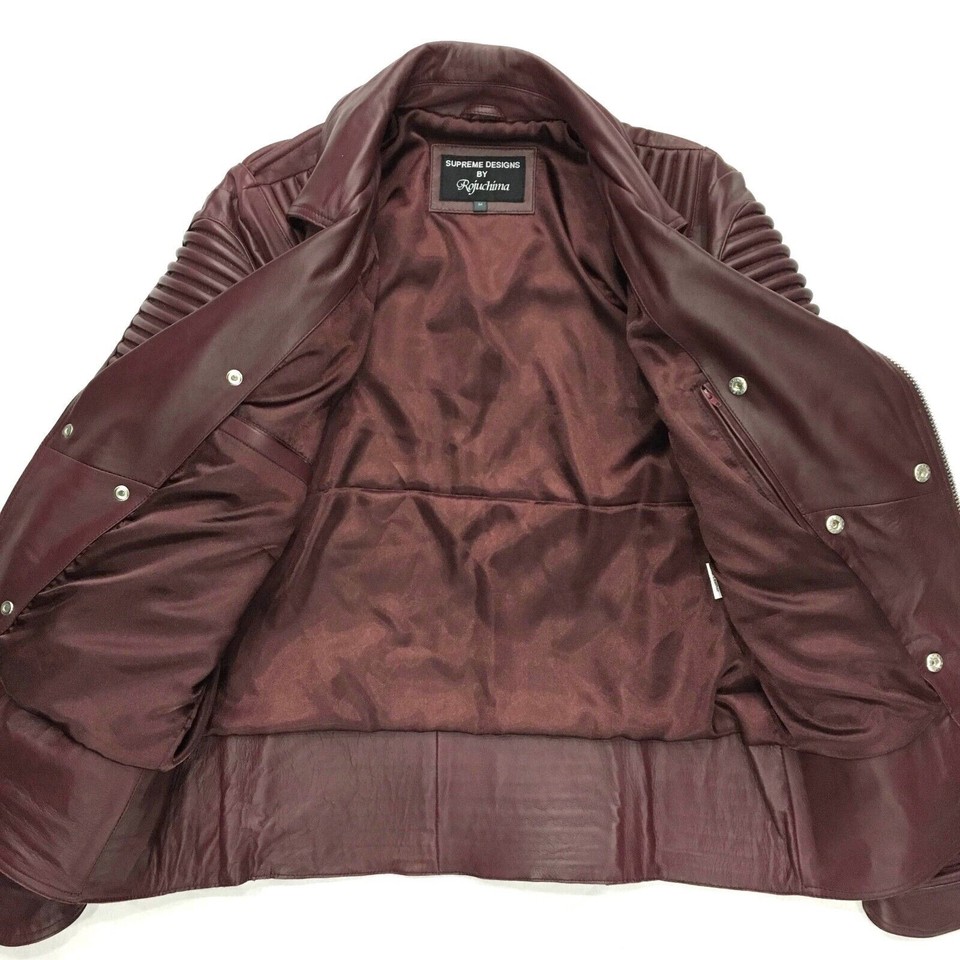 SUPREME DESIGN MOTORCYCLE BIKER LEATHER JACKET 100% LEATHER SIZE LARGE ...