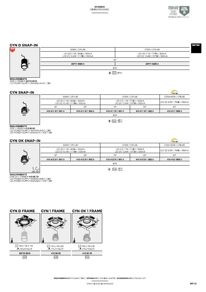 Delta Light 237100010 23710 0010 GYN D FRAME for GYN D SNAP-IN ceiling ...