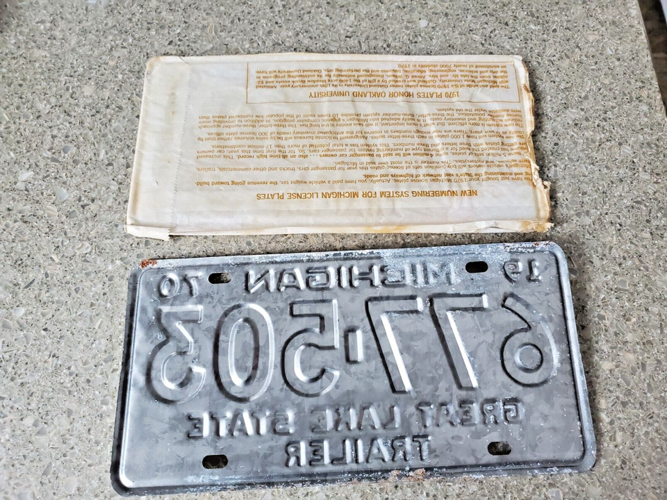 Vintage 1970 Michigan Trailer License Plate / 677-503 (NOS) | eBay