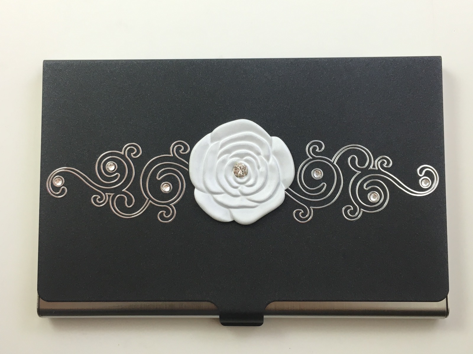 Business Card Carrying Case - Stainless Steel - Swarovski Crystal ...