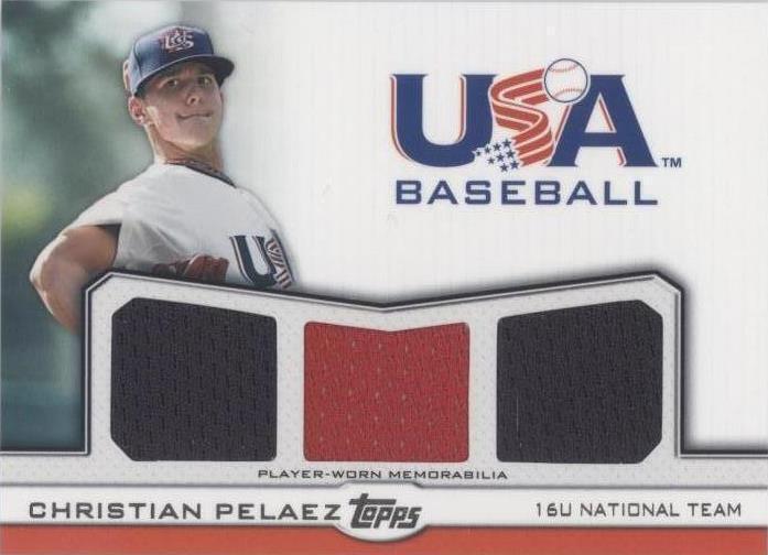 2011 Topps USA Baseball Team - Triple Relics Christian Pelaez #TR-CPZ ...