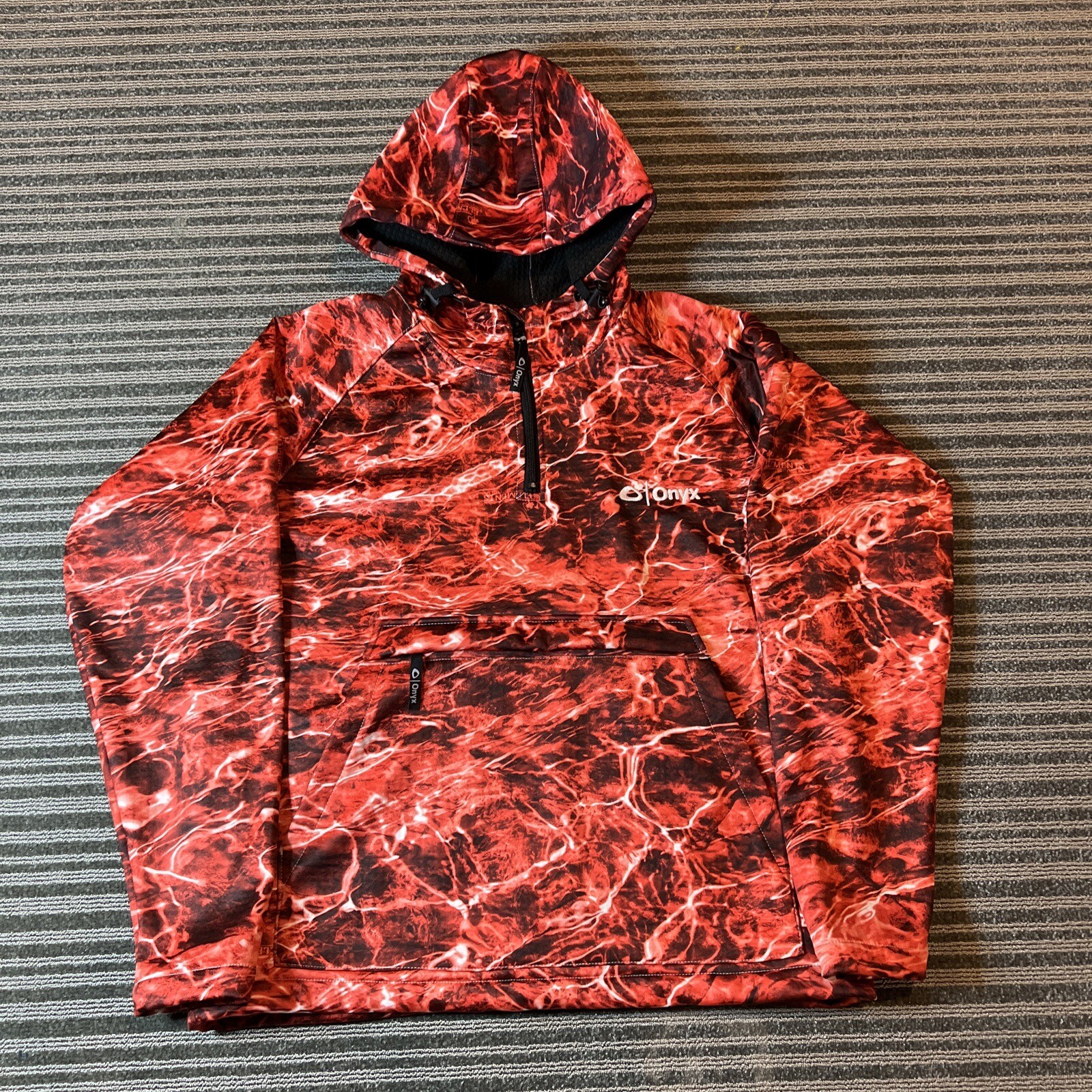 Onyx Performance Fishing Hoodie Size Medium Red Mossy Oak Elements 1/4 Zip | eBay