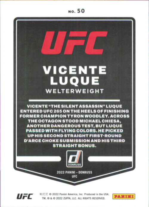 2022 Donruss UFC Green Flood #50 Vicente Luque Card NM-MT | eBay