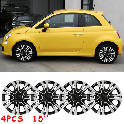 For 2007-2015 Fiat 500 Set of 4 15" Wheel Cover Hub Caps Fits R15 Tire ...