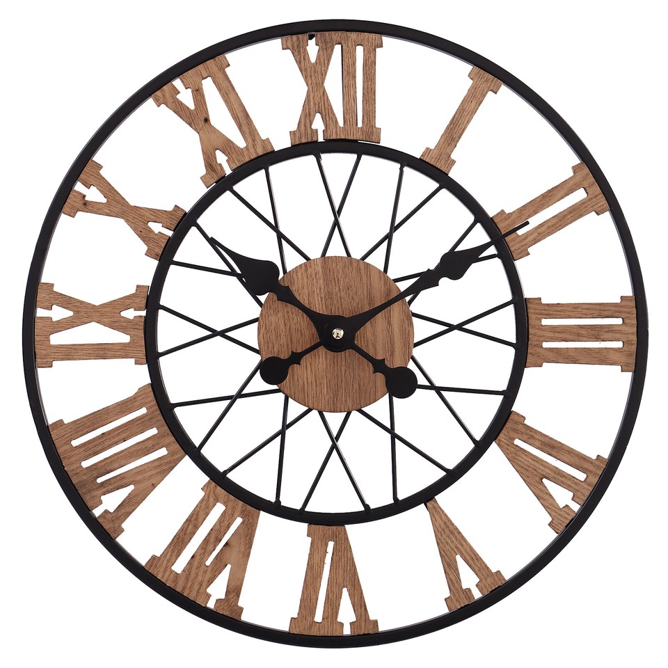 Large Roman Numeral Skeleton Wall Clock Big Giant Open Face Round ...