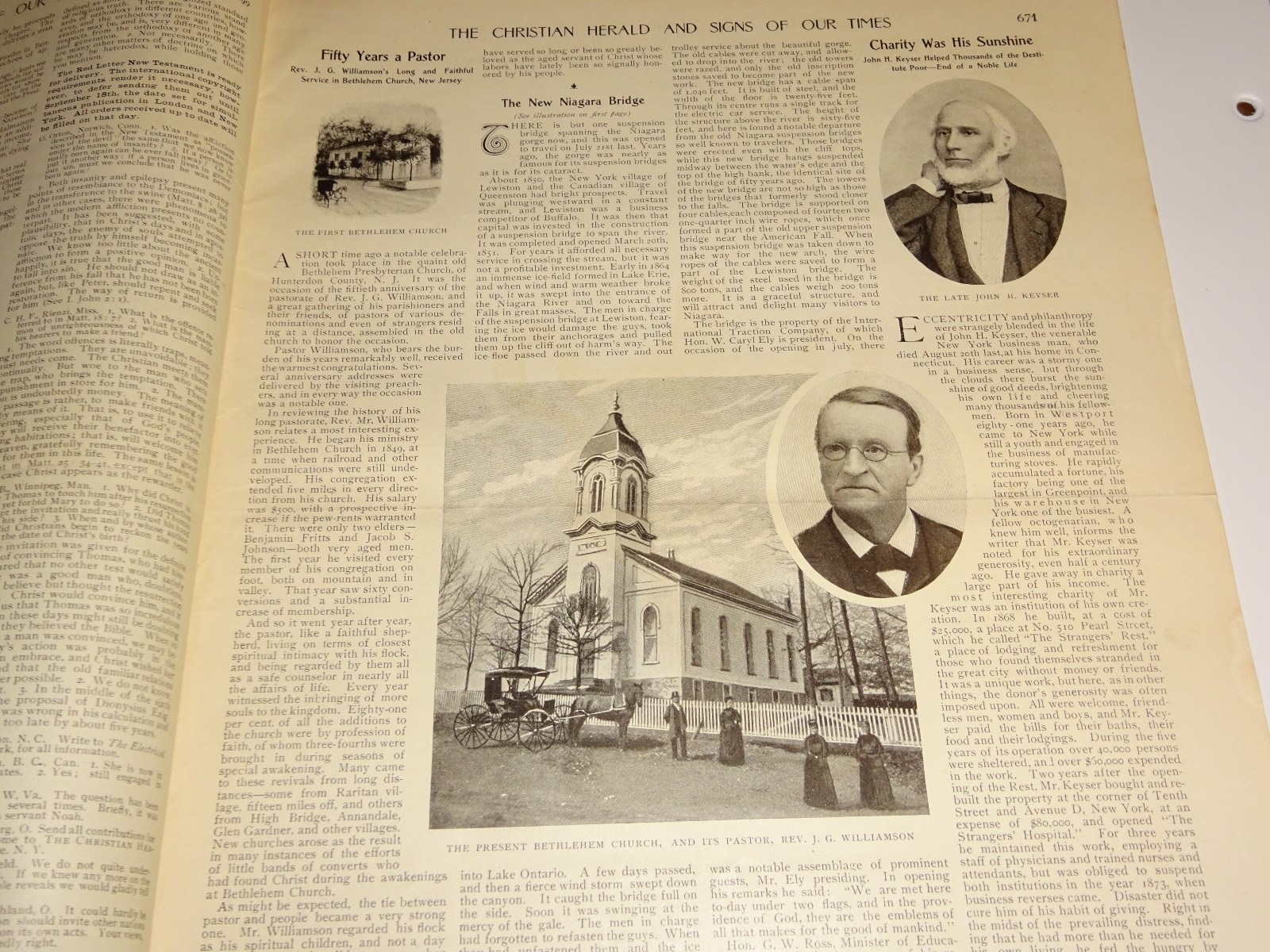 1899 CHRISTIAN HERALD Magazine September 6 New Bridge Niagara Falls ...