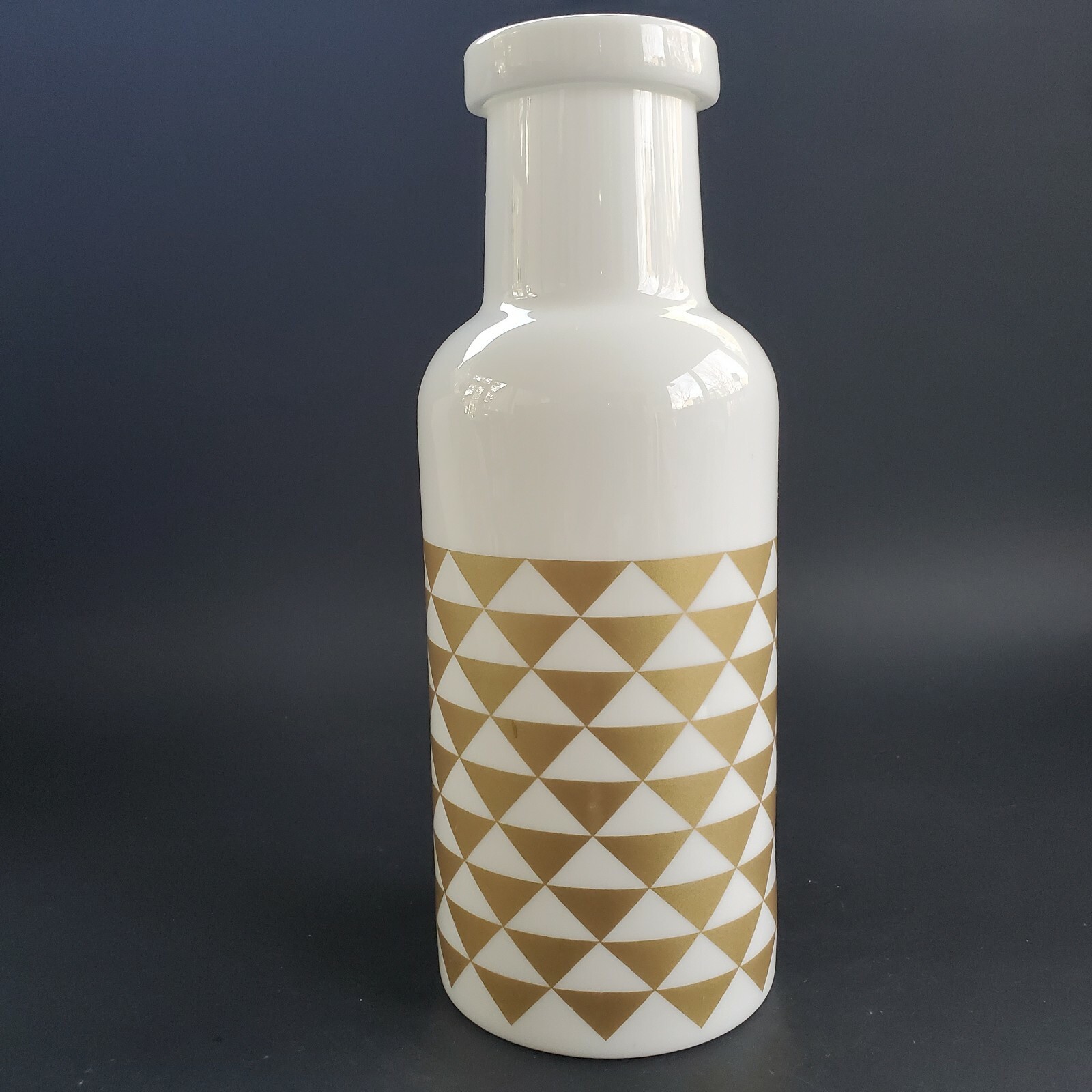 Geometric Pattern Glass Bottle Vase Modern Gold White Symmetrical | eBay