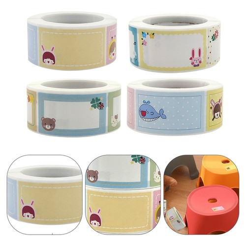 4 Rolls Name Labels Stickers School Cartoon Classification Handwritten ...