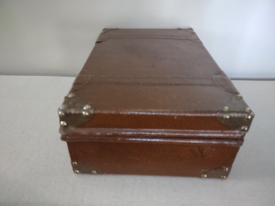 Replica Vintage Faux Leather Suitcase Trunk Brown With Brass Look Trim ...