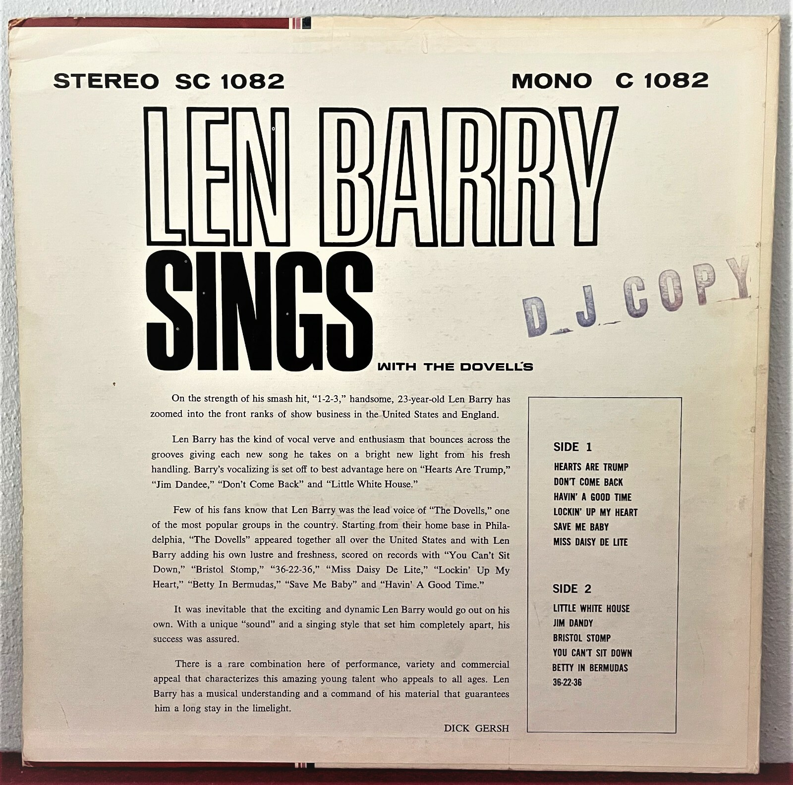 Len Barry – Sings with The Dovells: Cameo # C 1082 ~ DJ COPY ~ 1965 ...