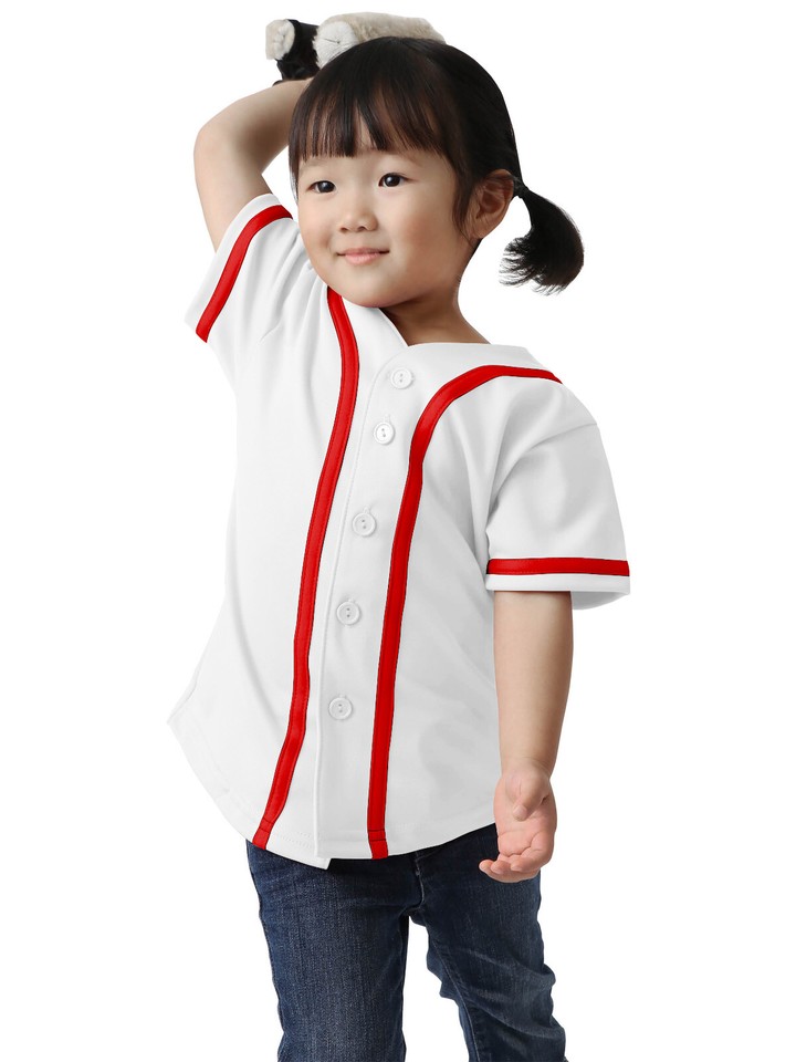 Kids Baseball Button Down Jersey Stripe Toddler Boys Girls Tee Uniform ...