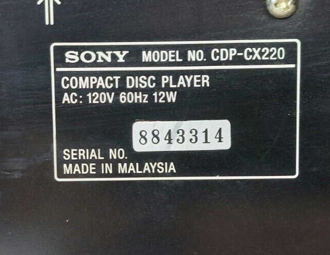 Sony CDP-CX220 CD Player 200-Disc Changer Mega Storage Vintage FULLY ...