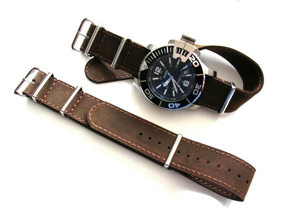 NATO G10 ® Bomber Leather Aviator Pilot watch band Military RAF strap ...