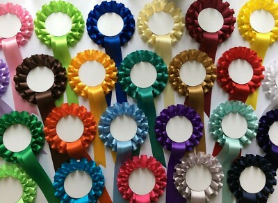 2 Tier Blank rosettes, 5 rosettes, personalise yourself Plain White ...