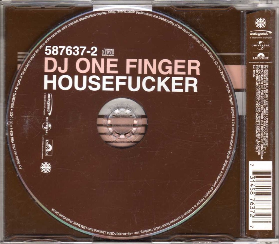 DJ One Finger - Housefucker - CDM - 2001 - Techno Acid 6TR | eBay