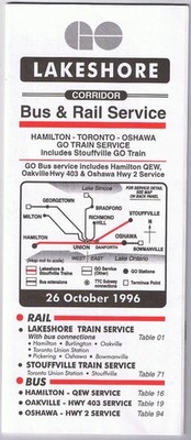 Go Lakeshore Corridor Bus & Rail Service October 1996 | eBay
