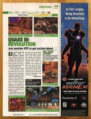 2001 Quake 3 III Revolution PS2 Xbox PREVIEW Print Ad/Poster Video Game ...