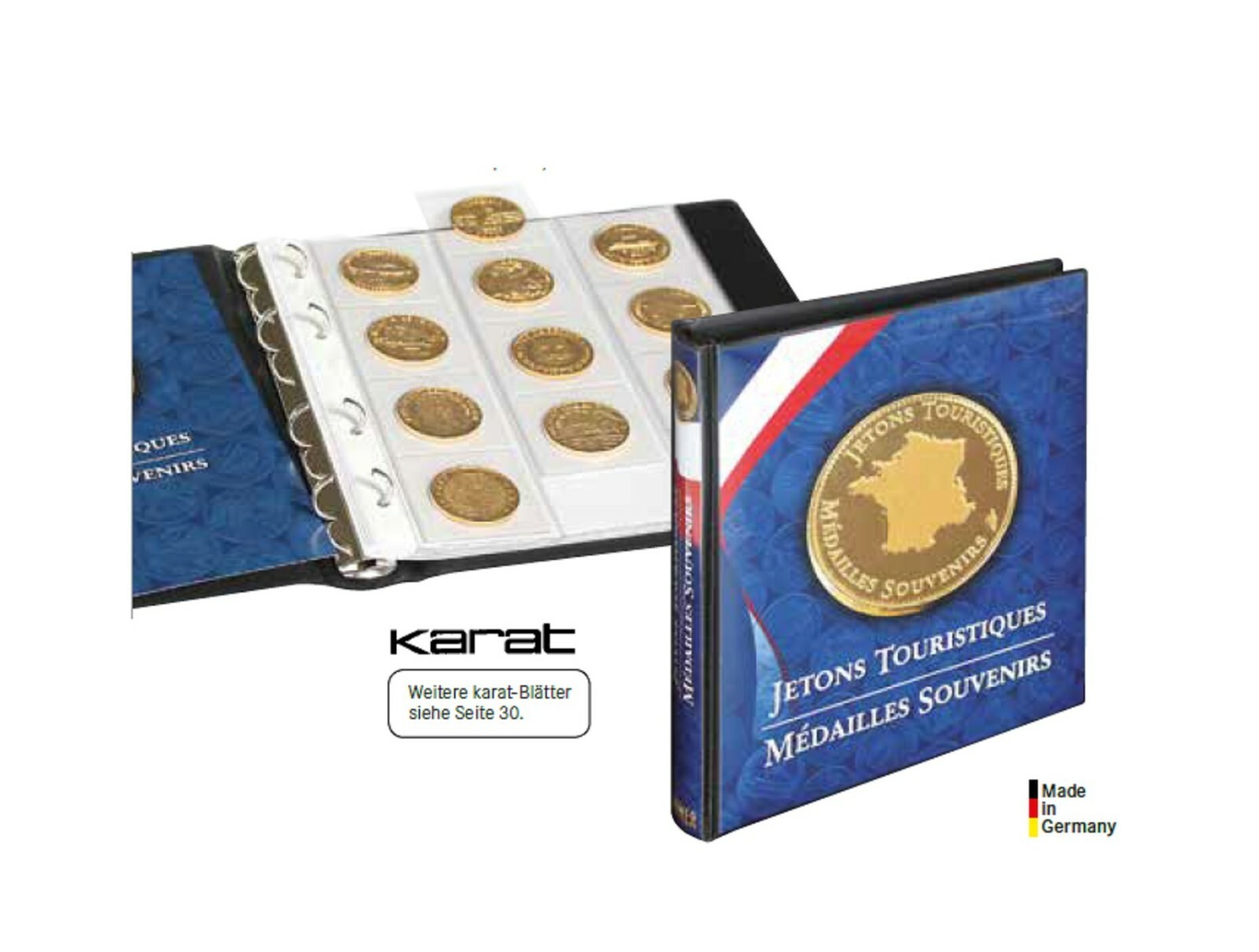 Lindner 1106JT Carat Coin Album ring binder Chips Touristiques + 5 ...