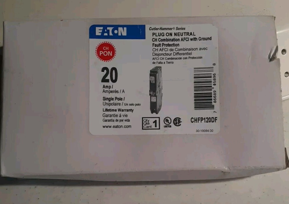 Eaton CHFP120DF 20 Amp 1 Pole Dual Function Breaker AF/GFCI NEW ...