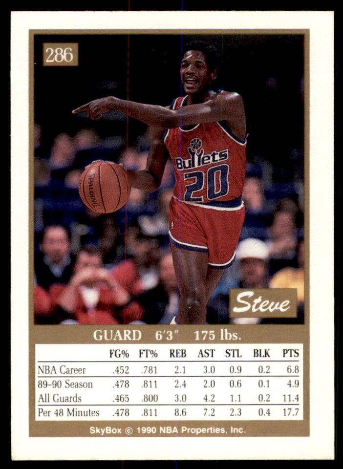 1990-91 SkyBox Steve Colter Washington Bullets #286 | eBay