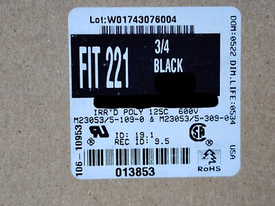 Alpha Wire FIT-221-3/4 Black XLPO 3/4in-to-3/8in 2-to-1 Heat Shrink ...
