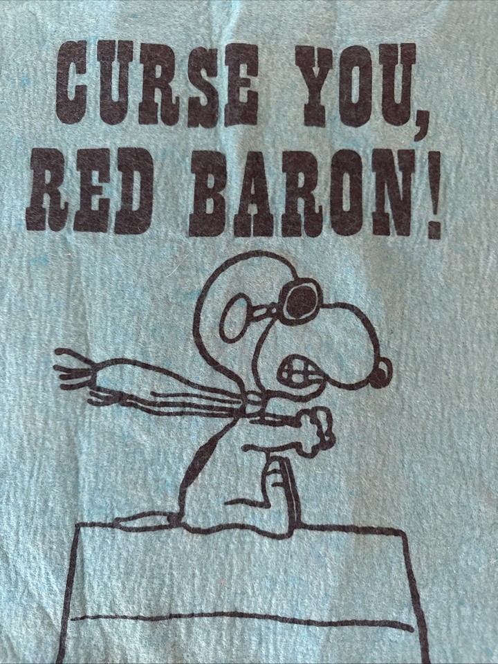1967 Vintage Snoopy Peanuts Red Felt Banner/Pennant "Curse You Red ...
