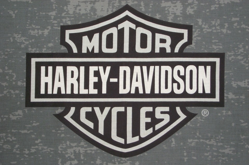 HARLEY DAVIDSON Fabric Motorcycle Logo Silver Craft Sewing Quilting ...