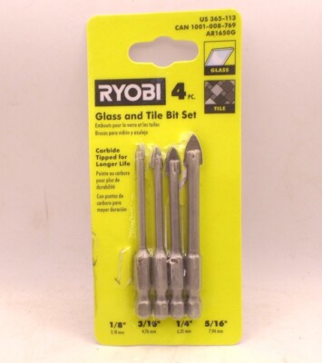 RYOBI AR1650G SPEEDLOAD+ CARBIDE HEX SHANK GLASS/TILE DRILL BIT SET ( 4 ...
