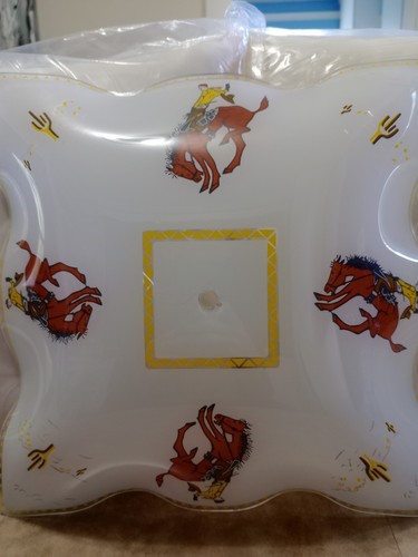 Vintage 1950s Glass Ceiling Light Shade Western Cowboy Horse Cactus ...