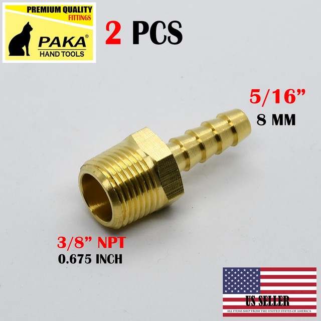 2x 5 16 HOSE BARB X 3 8 MALE NPT Brass Pipe Fitting NPT Thread Gas 2x-5-16-hose-barb-x-3-8-male-npt-brass-pipe-fitting-npt-thread-gas