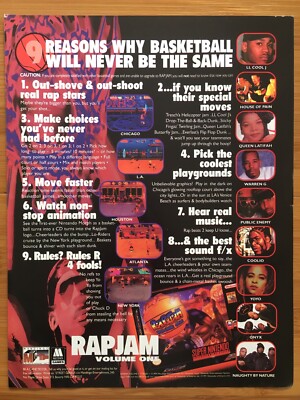 Rap Jam Volume One 1 Super Nintendo SNES 1990's Vintage Poster Ad Art ...