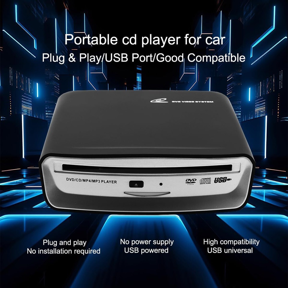 USB External Car Universal CD Player USB Connection Portable CD Players ...