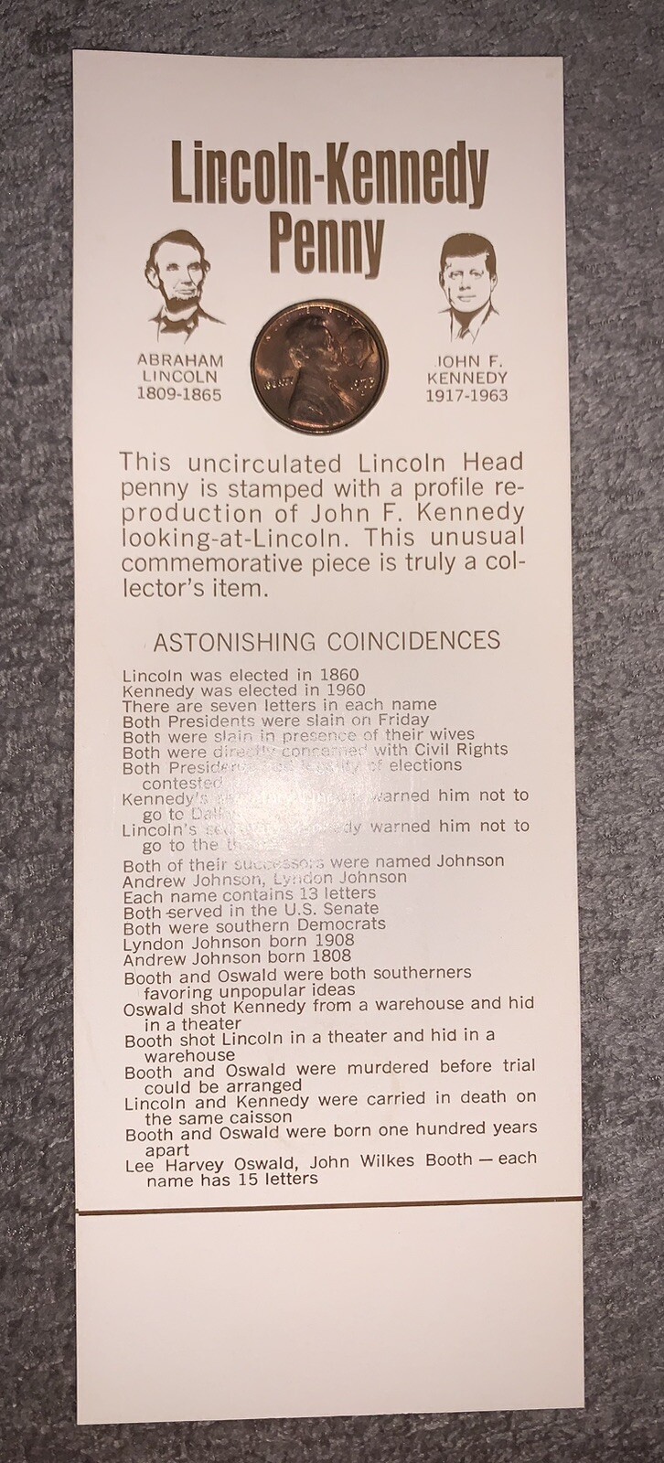 Lincoln-Kennedy Penny, 1973, Commemorative Coin | eBay