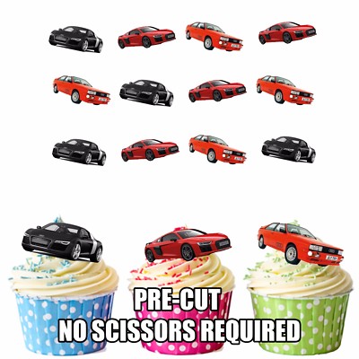 Audi Sports Cars Themed PRECUT Edible Cupcake Toppers Cake Decorations ...