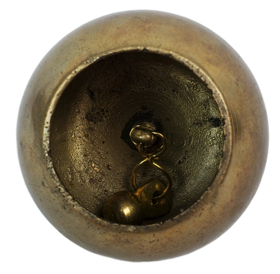 Vtg Brass Bronze Metal Apple Bell Paperweight Desk Teacher Home ...