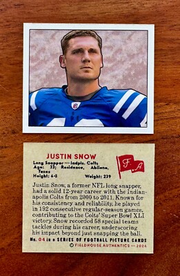 Justin Snow Custom Art Football Card 1950 Bowman Design Colts Baylor | eBay