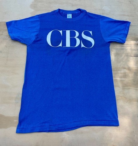 Vintage Champion Blue CBS T-Shirt Mens Size Large Single Stitch-Tee | eBay