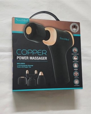NuvoMed Copper Power Massager & 3 Interchangeable Massage Heads with ...